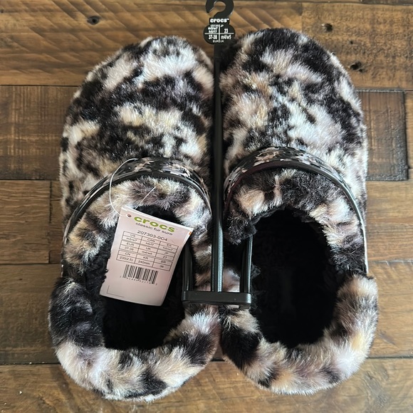 CROCS | Shoes | Crocs Classic Fur Sure Leopard Crocs Rare Blackbrown ...